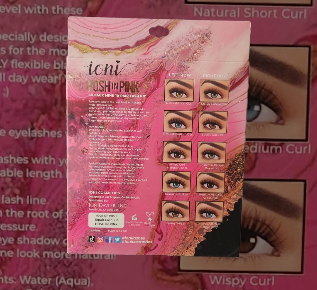 Ioni 3D Faux Lashes 10-pair lash kit "Posh in Pink" | eBay