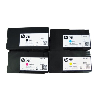4PK Genuine HP 711 80ml Black & 29ml Colors ink Designerjet T100 T525 ...