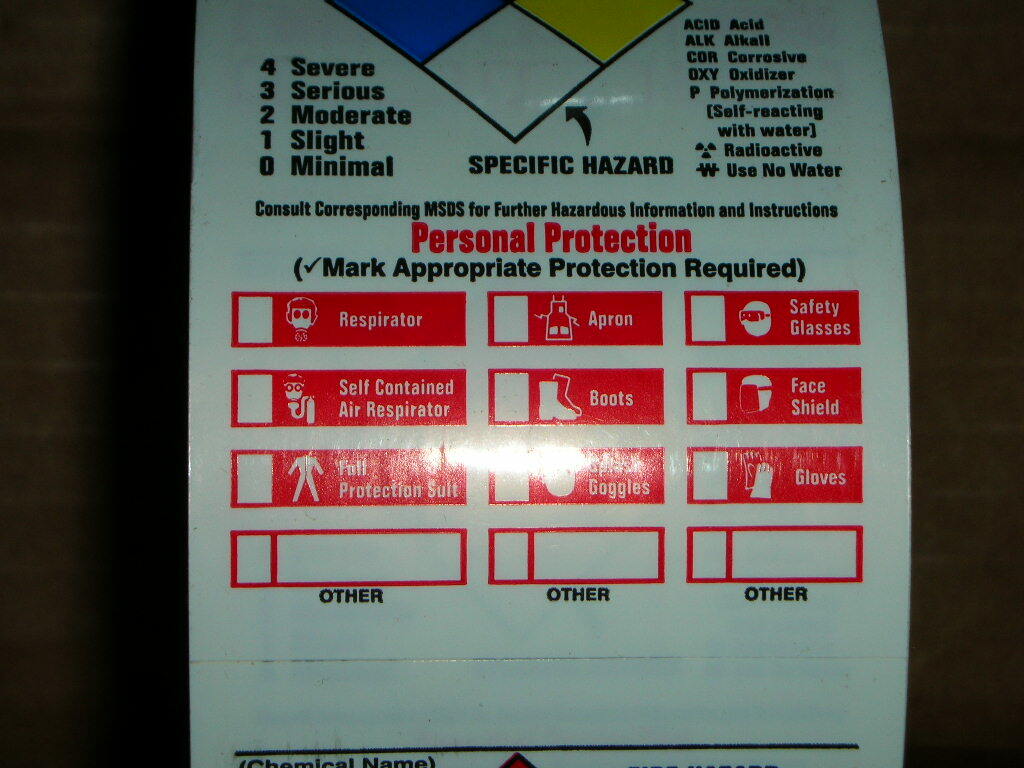 Chemical Fire Hazard Label Roll NFPA Diamond Format 500 Stickers 3.25 x ...