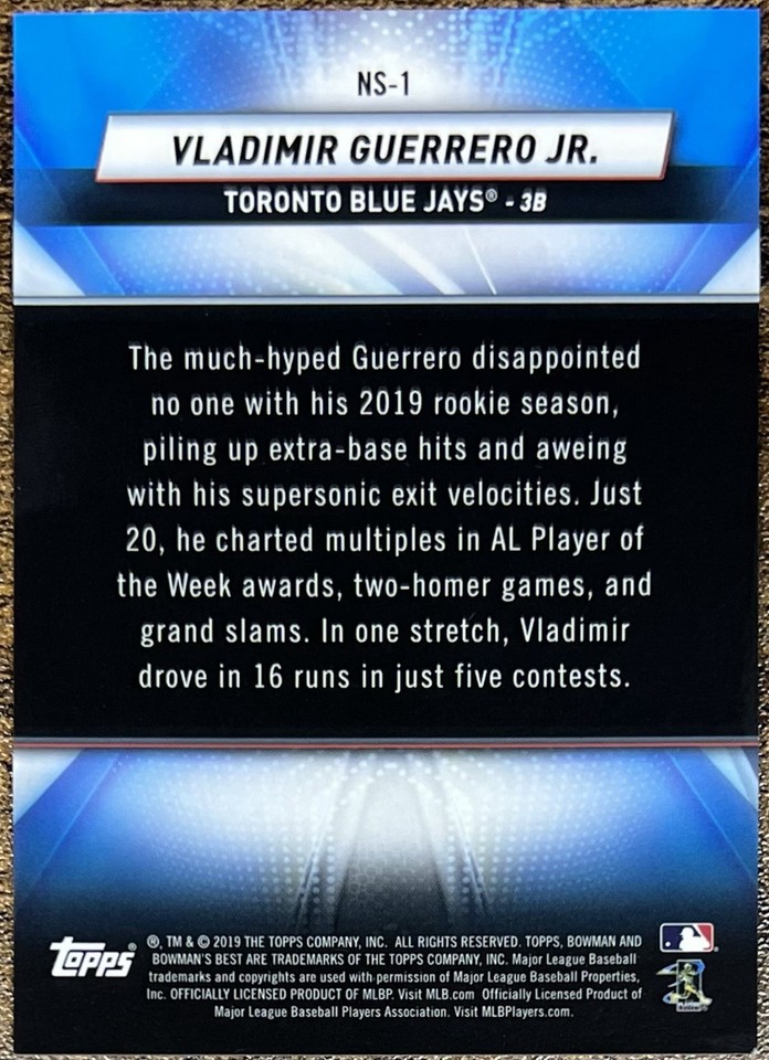 2019 Bowman's Best Vladimir Guerrero Jr. Neophyte Sensations Atomic #NS ...