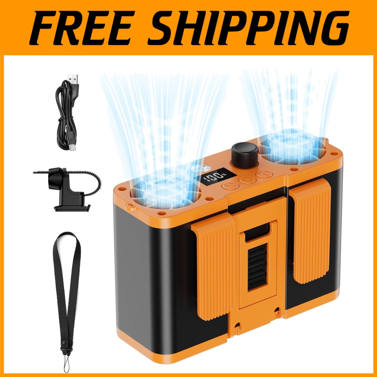 Compact Dual Fan with 100 Speed Settings - Lightweight Air Cooler for ...