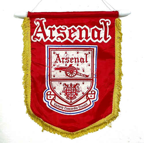 1970s Arsenal F C Red Satin Pennant Flag with Gold Tassels - Rare ...