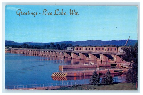 c1950s Federal Dam, Greetings from Rice Lake Wisconsin WI Unposted ...