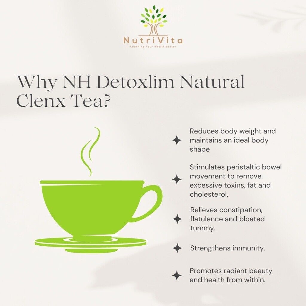 NH Detoxlim Clenx Tea for Natural Weight Loss & Detox 55 Sachets FREE ...