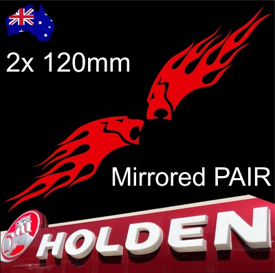 Holden Lion flames sticker decal HSV PAIR 2x CAR ute 4x4 vinyl 120mm ...