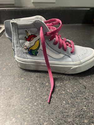 Vans Sk8-Hi Zip Sequin Patch Unicorn Sneakers Girls Size 11 Blue 508731 ...