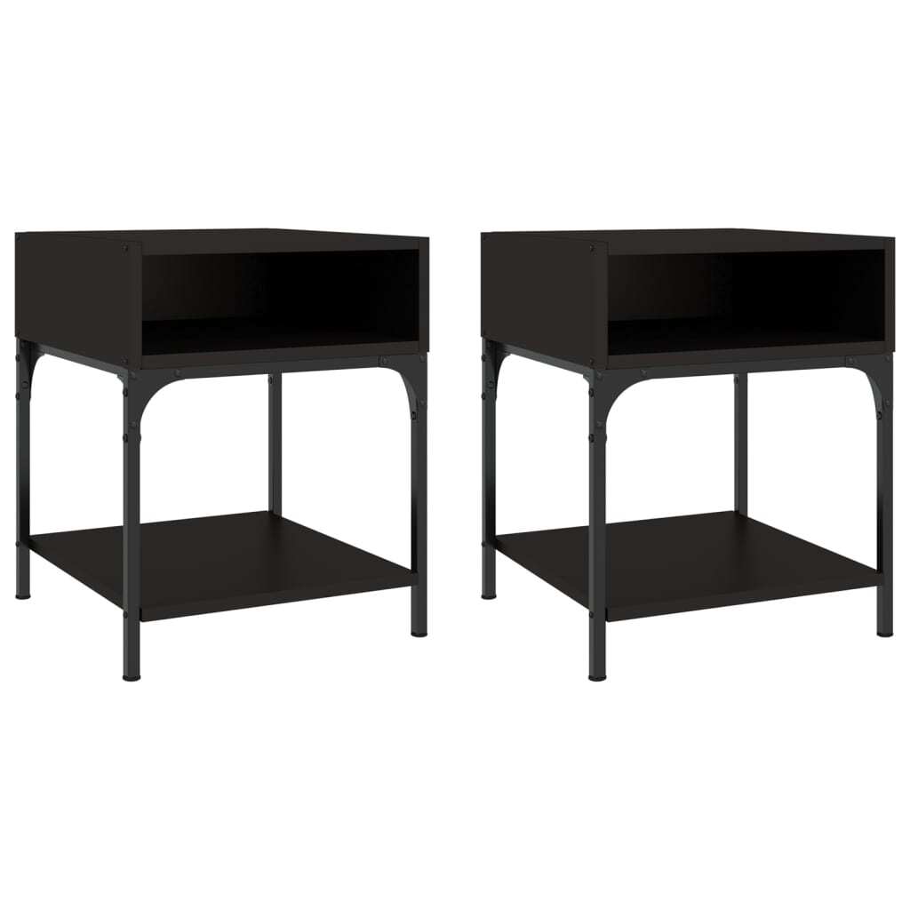 vidaXL Bedside Tables 2 pcs Black 40x41x50 cm Engineered Wood | eBay
