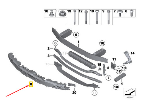 OEM BMW 5 F10 FRONT BUMPER SHOCK ABSORBER 7331775 51117331775 GENUINE ...