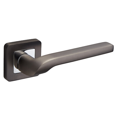 Contemporary Graphite Satin Grey Square Rose Door Handles | eBay UK