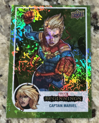 2022 Marvel Beginnings GREEN MIRROR WORLD Parallel #164 Captain Marvel ...