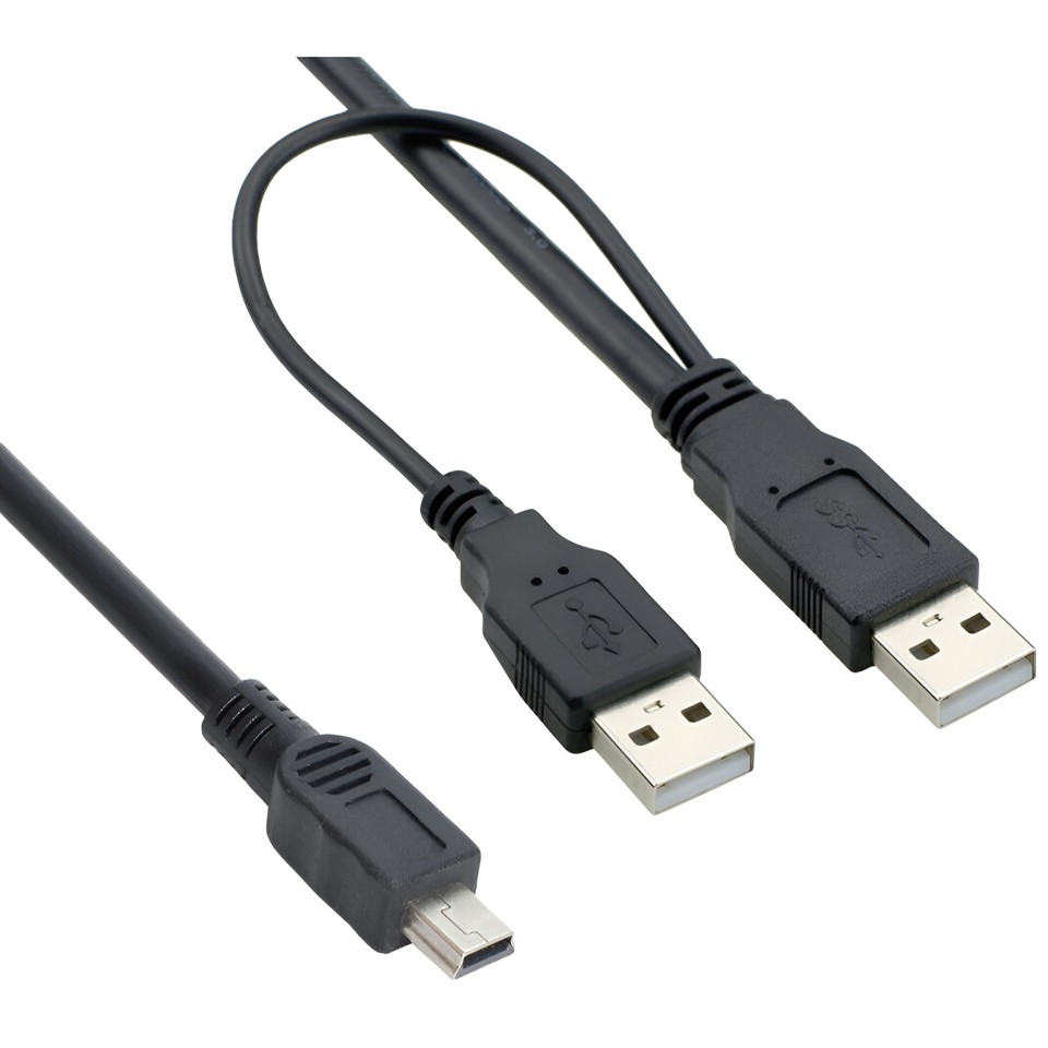 5-Pack USB 2.0 A Male to Mini USB B + USB 2.0 A Data Charge Y Splitter ...