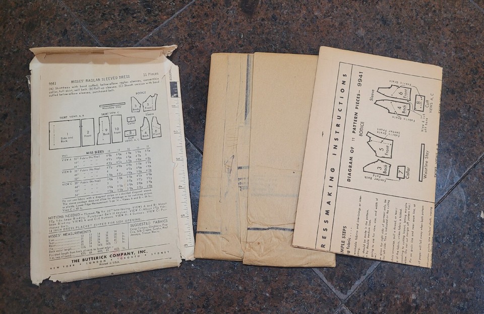 Butterick 9941 Dress Flared Vintage 1950s Sewing Pattern 12 Bust 32 ...