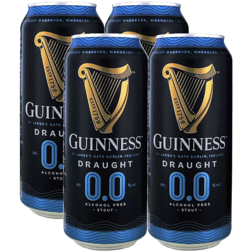 Guinness Zero 4 Pack Non-Alcoholic Draught Stout Beer | 14.9oz Cans ...