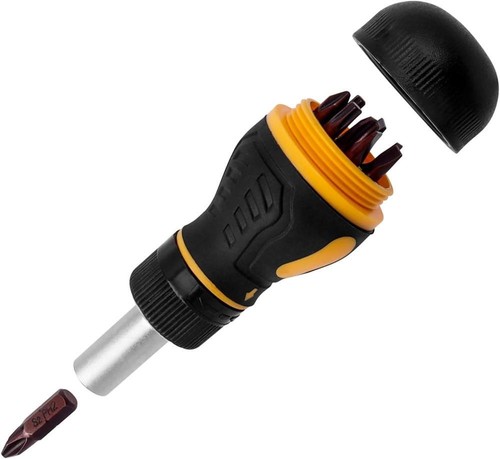 Stubby Multi-Bit Ratcheting Screwdriver Ratchet Function Screw Driver ...