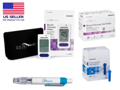 Mckesson Blood Glucose Diabetic meter with Test Strips, Lancet Device ...