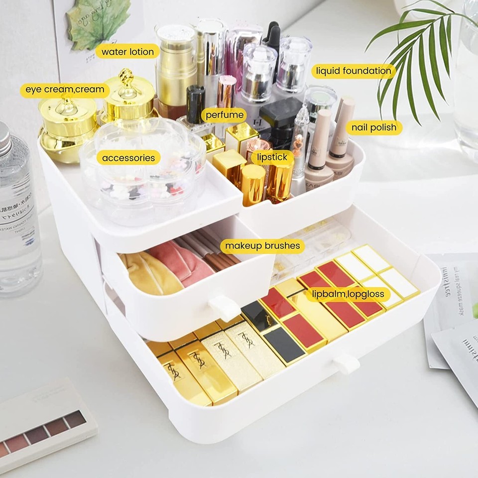 Dressing Table Makeup Storage Box Drawer Desktop Cosmetic Organizer ...