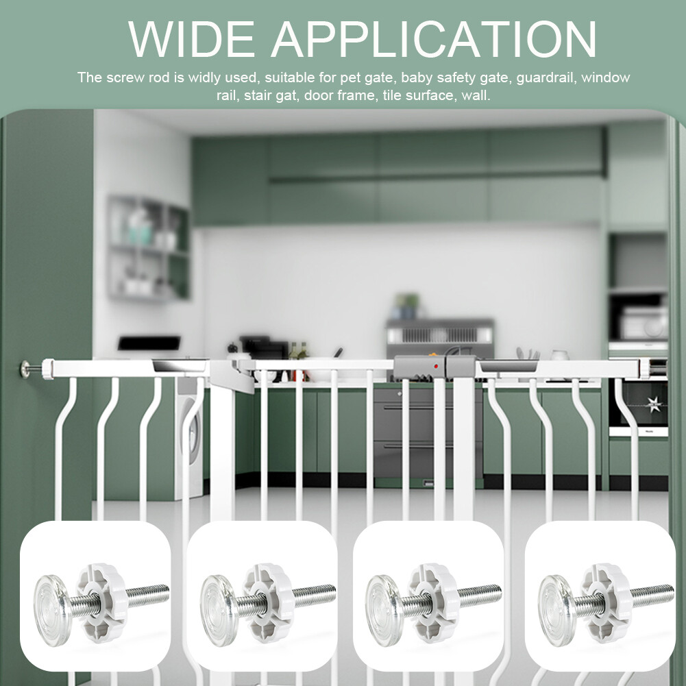 4pcs Easy Install Pressure Mounted Wall M10 Baby Gate Screw Threaded ...