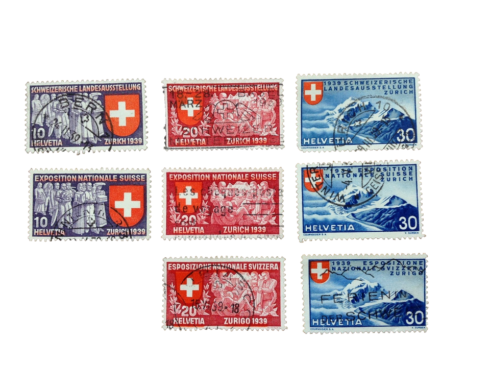 Switzerland stamps. 1939 National Exhibition used - Multi language ...