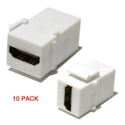 White HDMI Connector Keystone Insert Jack Female to Female Adapter ...