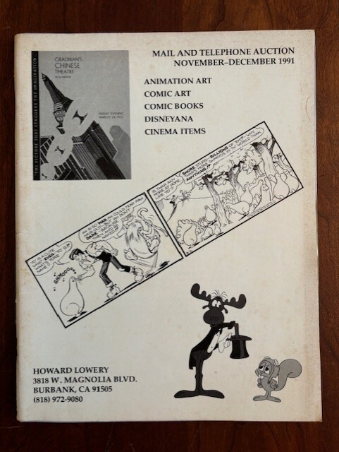 Howard Lowery 1991 Auction Catalog Animation Art, Comic Books ...
