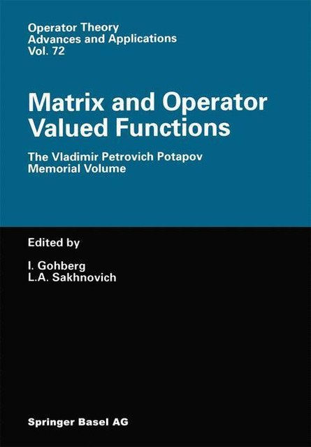 Matrix And Operator Valued Functions von I. Gohberg L. A. Sakhnovich (2012, Taschenbuch) online ...