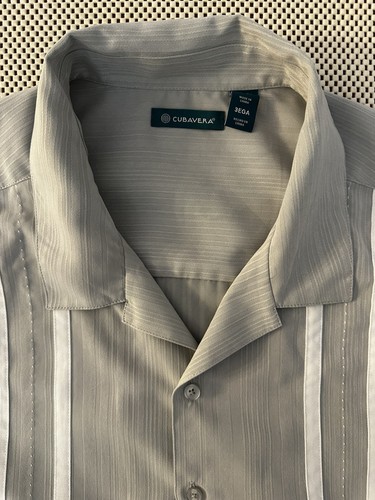 Cubavera Mens Cuban Style Button Down SS Shirt Size 3XT Cuban Camp Tall ...
