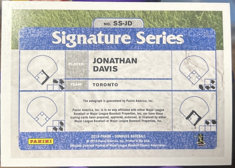 2019 Panini- Signature Series Jonathan Davis #SS-JD Pink Firework (AU ...