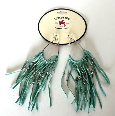 Idyllwind Miranda Lambert Pierced Earrings Turquoise Blue Suede Fringe ...