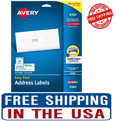 Avery Easy Peel Address Labels 8160, Sure Feed Technology, 1" x 2-5/8 ...