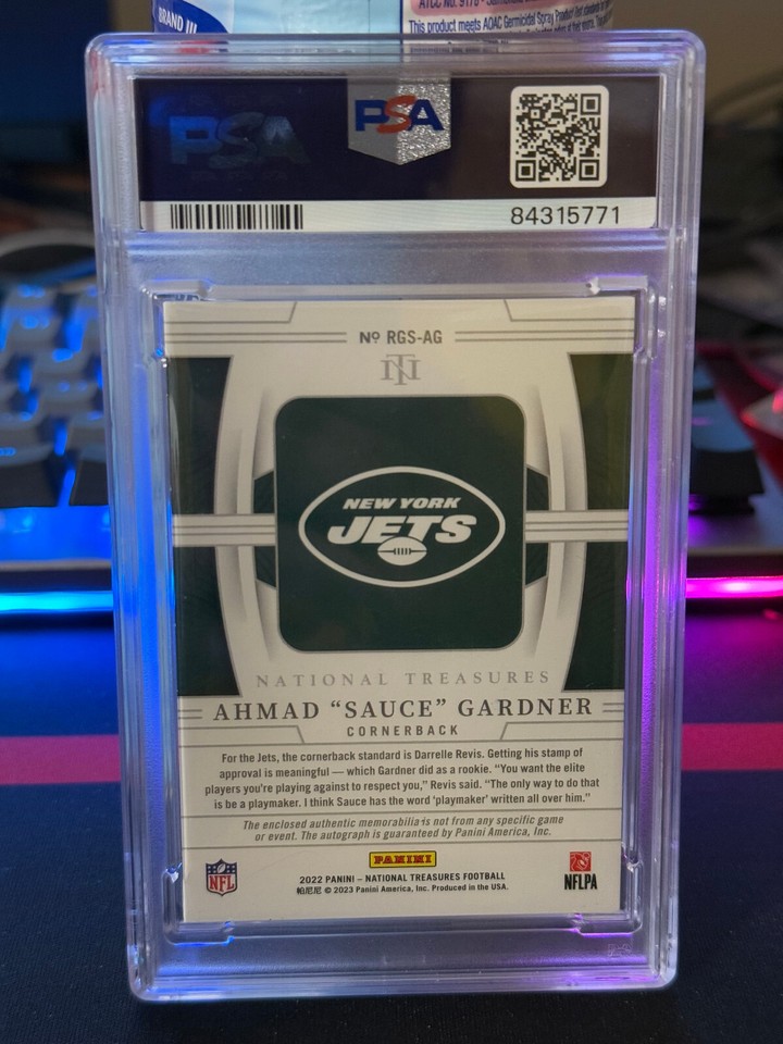 2022 National Treasures Ahmad "Sauce" Gardner NFL Game Gear RPA GOLD ...