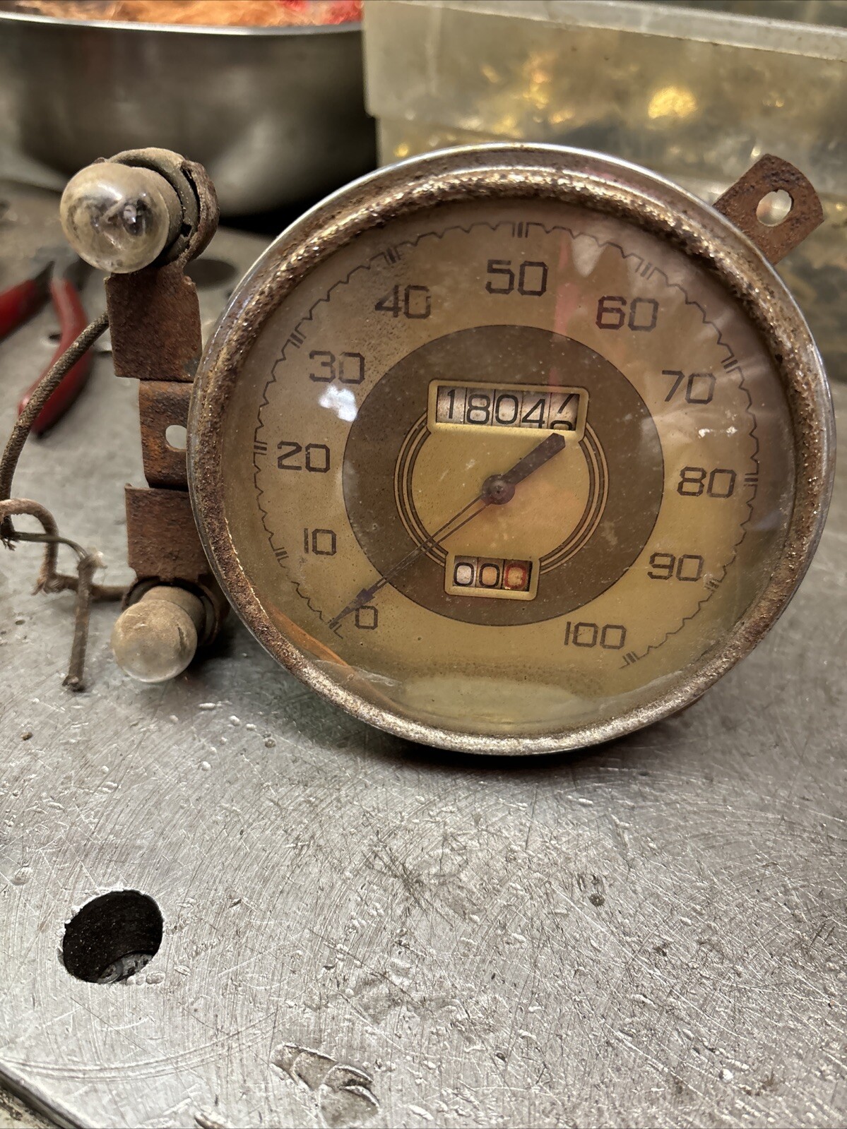 1935 1936 FORD PICKUP TRUCK SPEEDOMETER GAUGE ORIGINAL PATINA RAT ROD ...