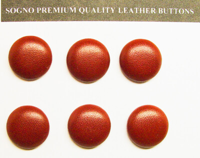 6 MADE IN USA Mahogany Tan Brown genuine leather tufting buttons, metal ...