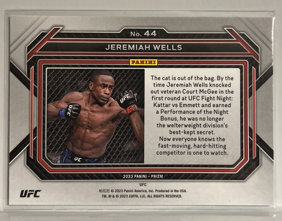 Jeremiah Wells 2023 Prizm UFC Rookie Cards #44 Welterweight | eBay