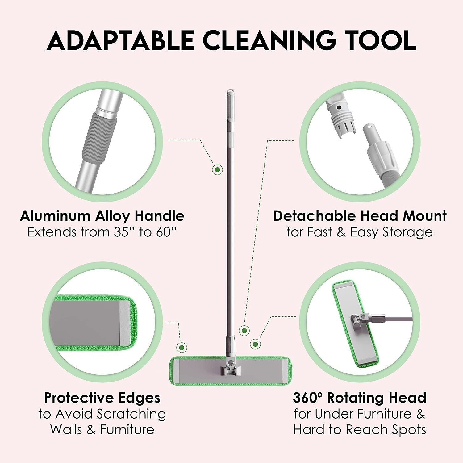 Turbo Microfiber Mop Floor Cleaning System 18-inch Dust Mop with 4 ...