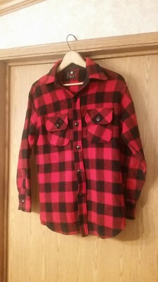 Vintage 50s CHILL CHASER BLACK RED BUFFALO PLAID WOOL HUNTING JACKET ...