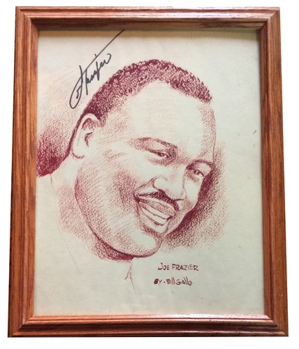 Joe Frazier Signed 11X14 Drawing Photo Framed Boxing Hof Bill Gallo CBM ...