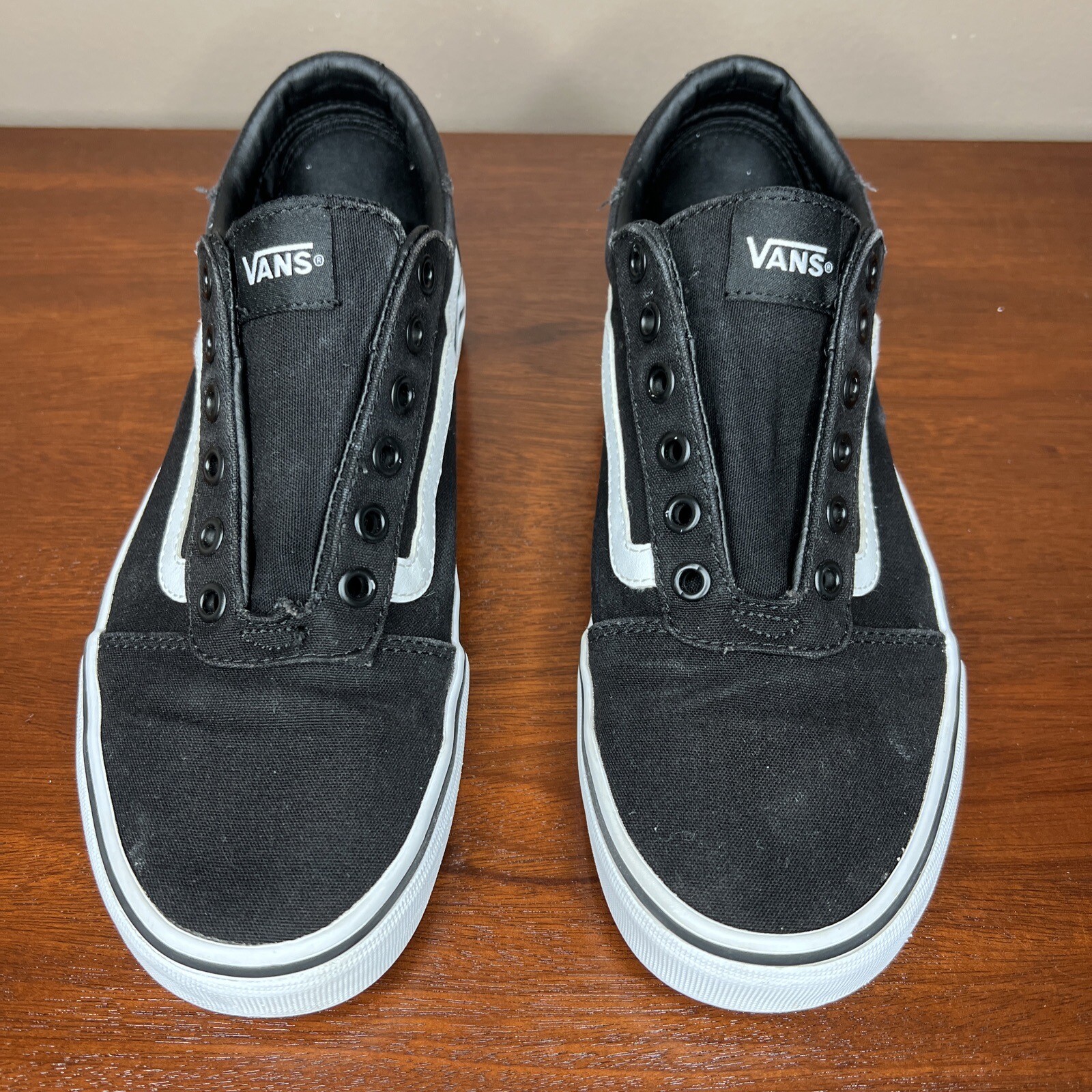 Vans 500714 Old Skool Canvas Low Top Skate Sneakers Shoes Black Womens ...