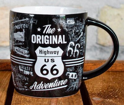 Route 66 Mug, Nostalgic Art Motorcycle Car Highway 66 Ceramic Coffee ...