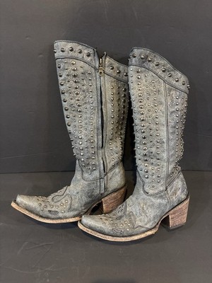 Corral C2791 Gray Distressed Studded Western Cowgirl Boots Women’s Size ...