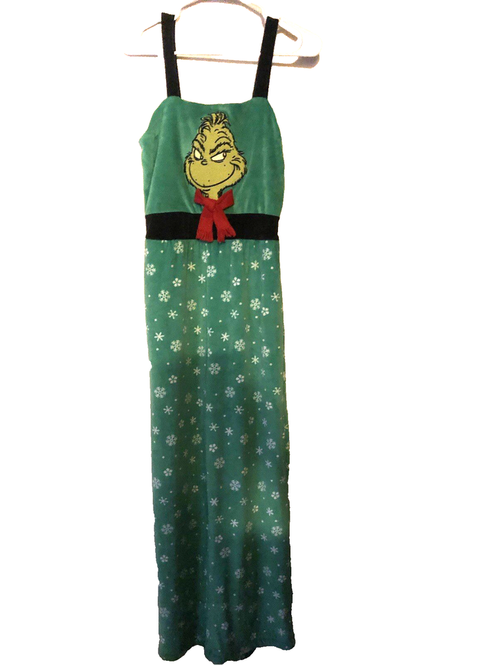 The Grinch Juniors Holiday Graphic Velour Overall Jumpsuit Sz S 3/5 GUC ...