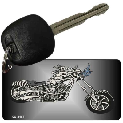 Chopper Skull Novelty Metal Aluminum Key Chain License Plate Tag Art | eBay