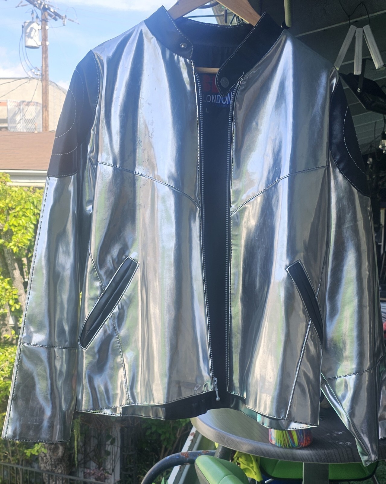 RARE! Mens BOY LONDON Silver Metalic Motorcycle Jacke… - Gem