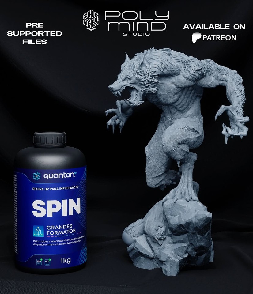 Werewolf Beast 3D Printed Figure, Unpainted Lycanthrope Monster Model ...