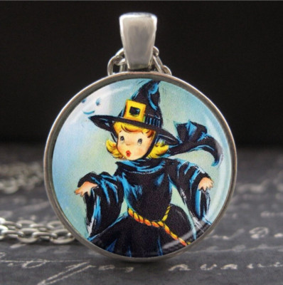 Halloween Jewelry Little Kitsch Witch Necklace Vintage Ephemera Ghost ...