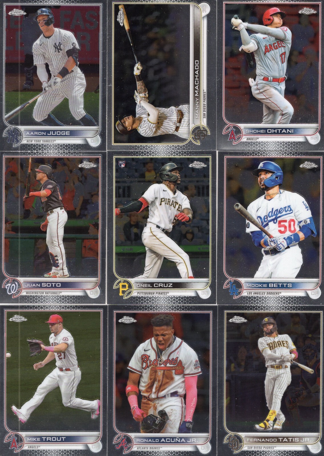 2022 Topps Chrome Baseball Complete 220 Card Set ~ Ohtani, Judge, Trout ...