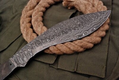 Custom HANDMADE DAMASCUS STEEL KNIFE HUNTING KUKRI BLANK BLADE KNIFE | eBay