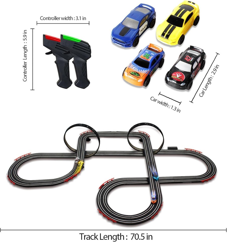 Slot Car Race Track Set Electric Powered Race Track Dual Racing Car ...