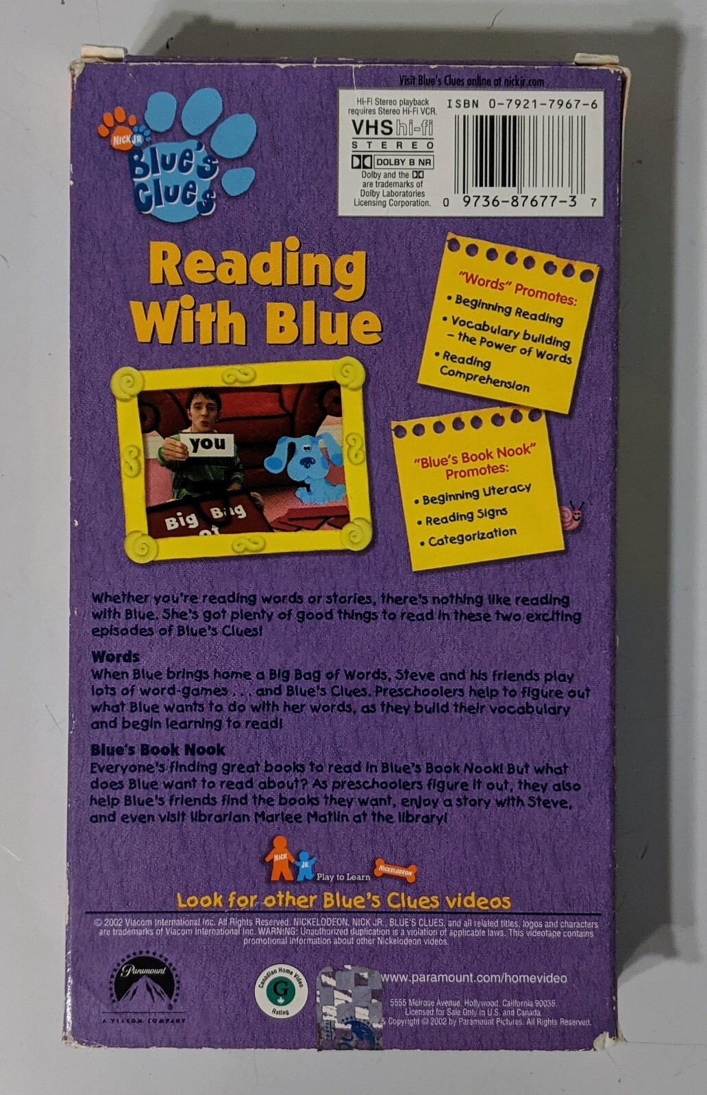 Blues Clues - Reading With Blue (VHS, 2002) | Grelly USA