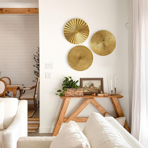 Gold Metal Wall Decor Art Wall Hanging Home Decorations Modern Round ...