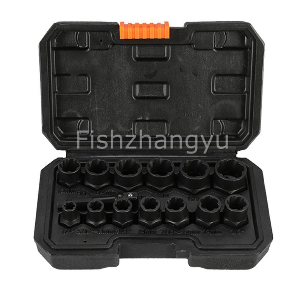 15-Piece Impact Damaged Bolt Nut Screw Remover Tool Socket Threading ...